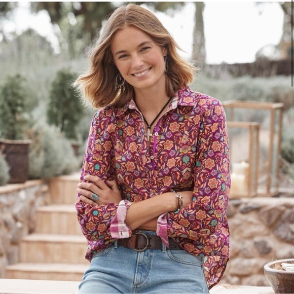 Sundance | Tops | Sundance Valley Meadow Button Down Shirt Pink Green ...